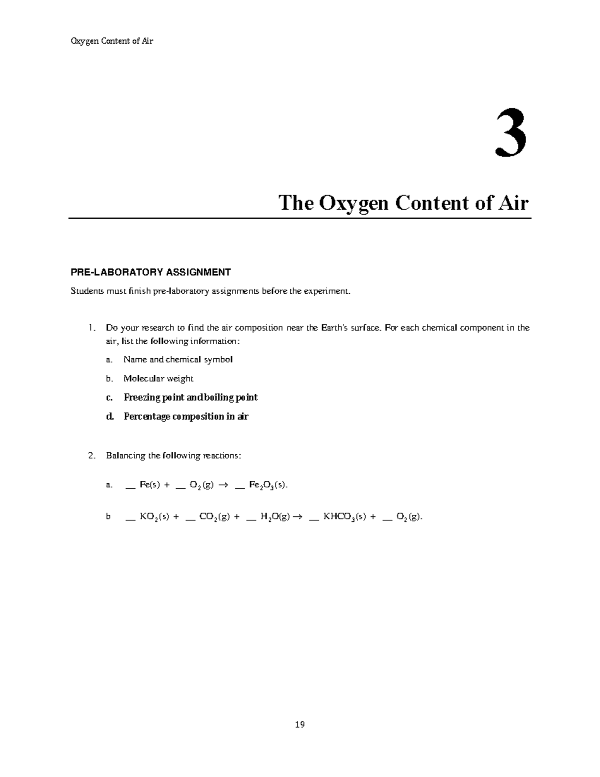 4. Oxygen Contents of Air-2023 - 3 The Oxygen Content of Air ...