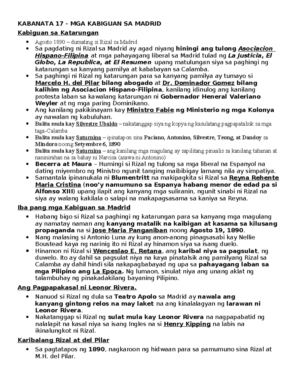 712975161 - Kabanata 17: Mga Kabiguan ni Rizal sa Madrid - Studocu