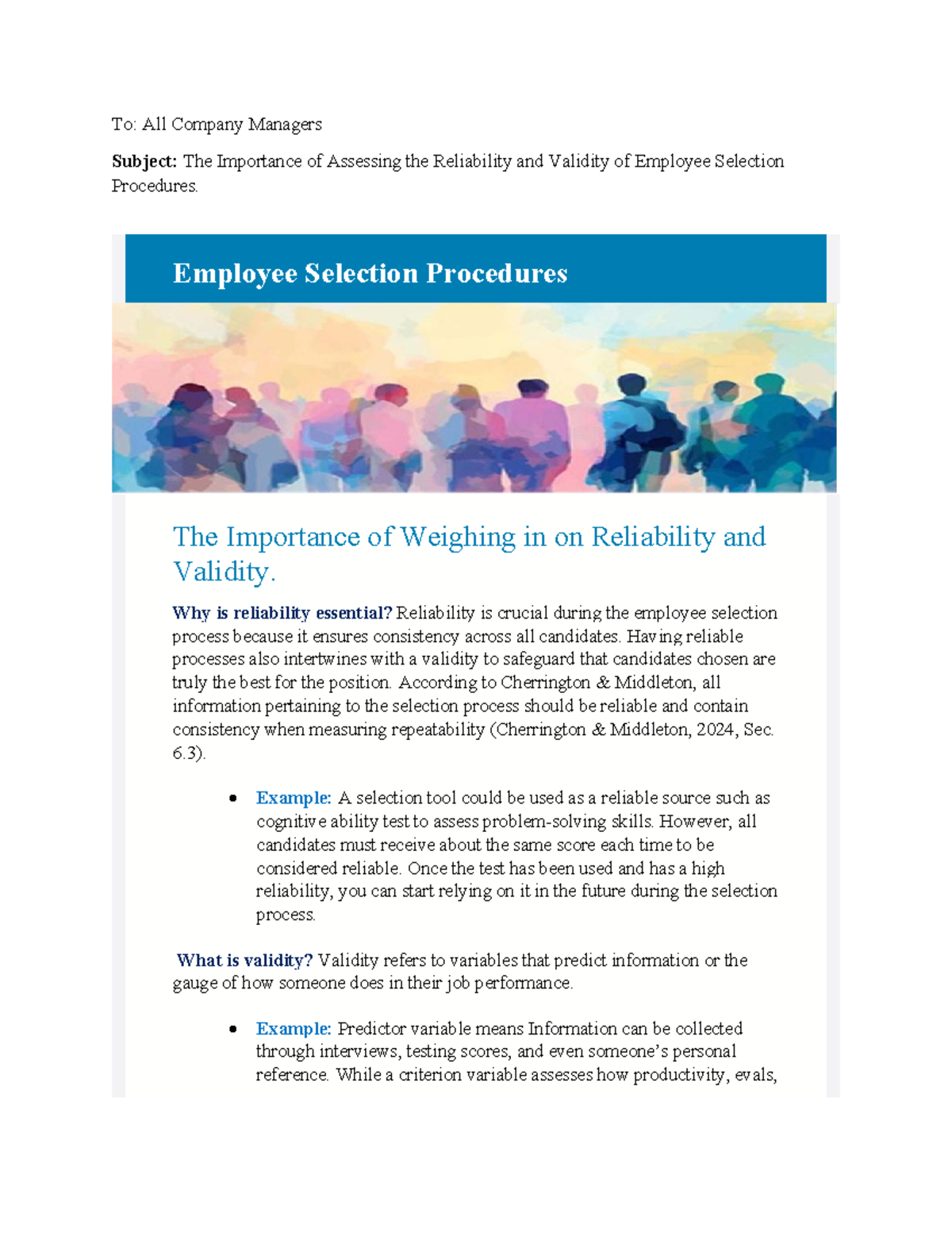 Week 4 HRM420 Summative Assessment: Reliability & Validity in Employee ...