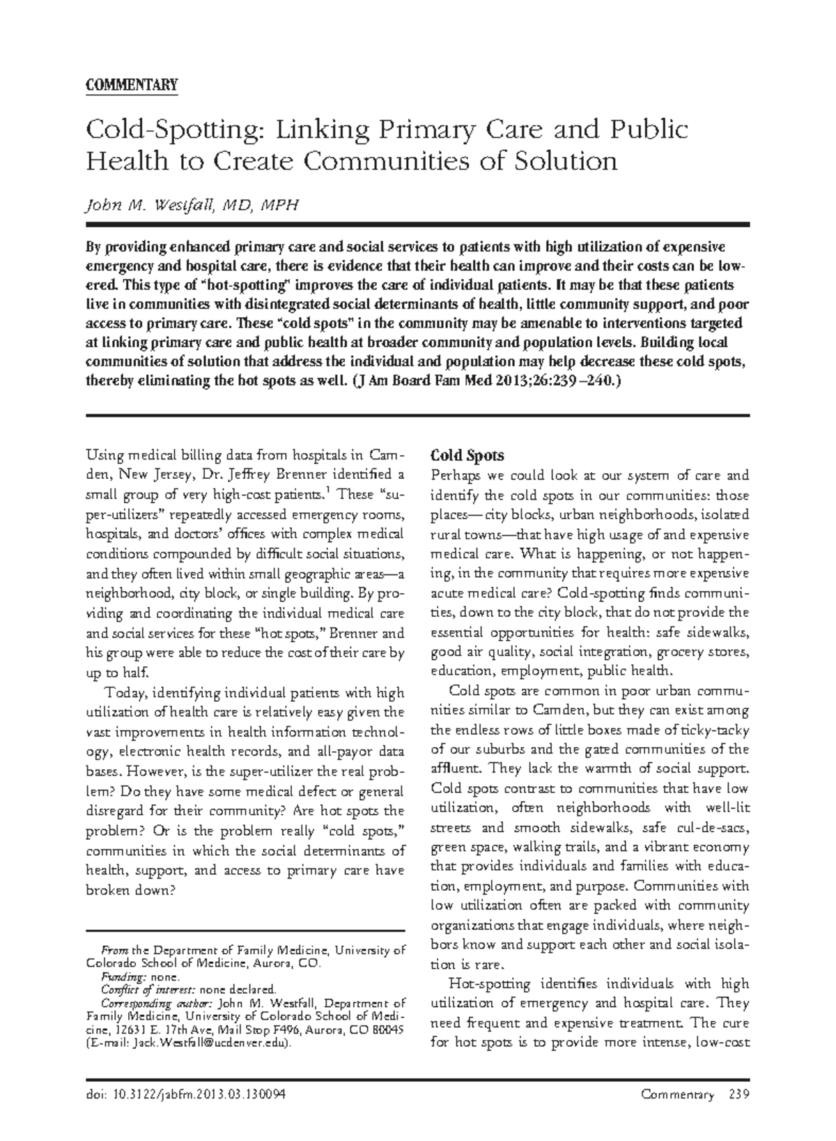 Cold Spotting in Primary Care & Public Health Solutions - Studocu