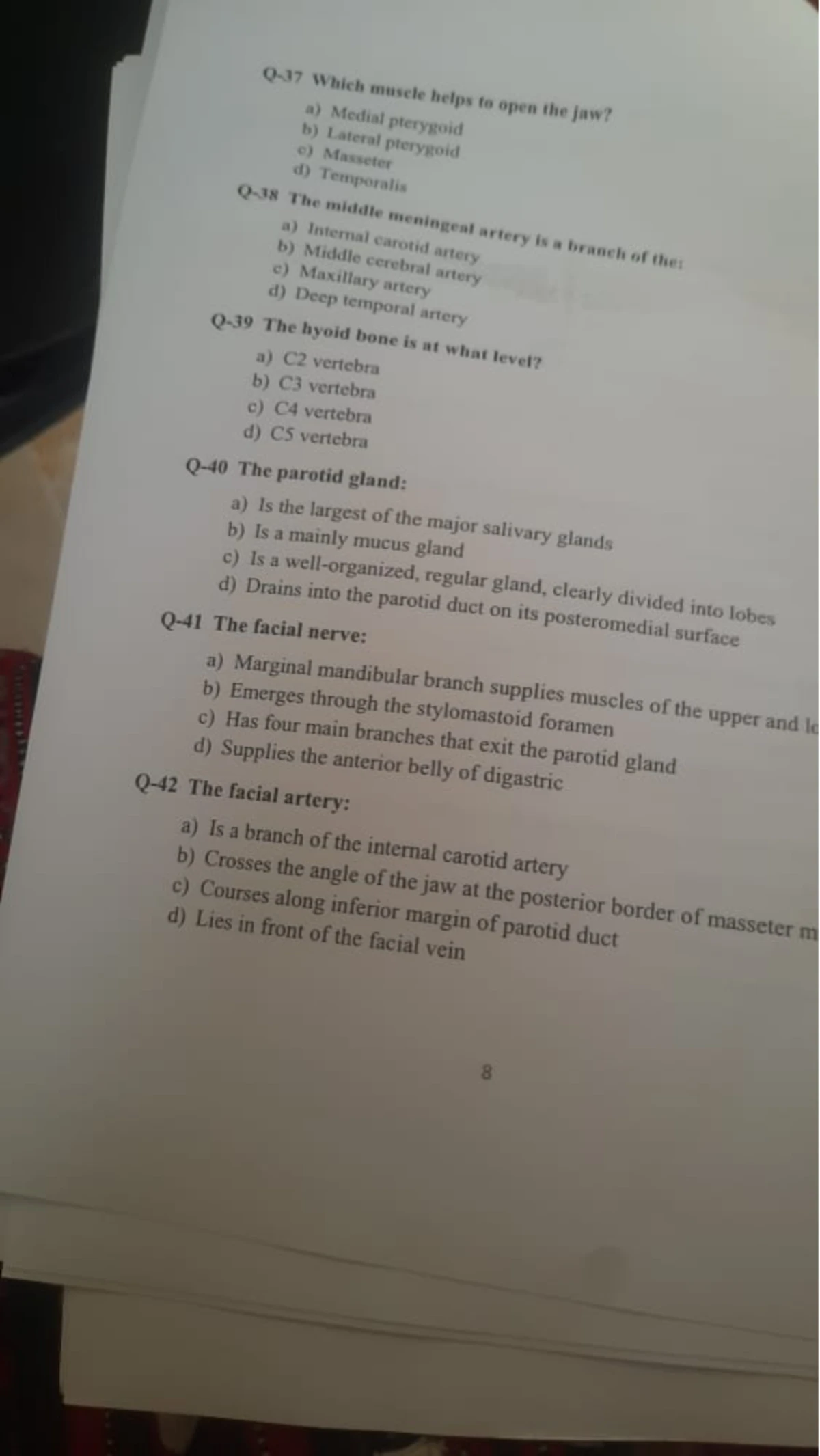 Anatomy past papers 2nd year - Doctor of Physical Therapy - Studocu