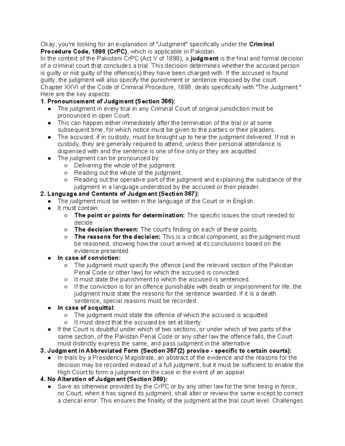 Understanding Judgments Under the Pakistani CrPC (Act V of 1898) - Studocu