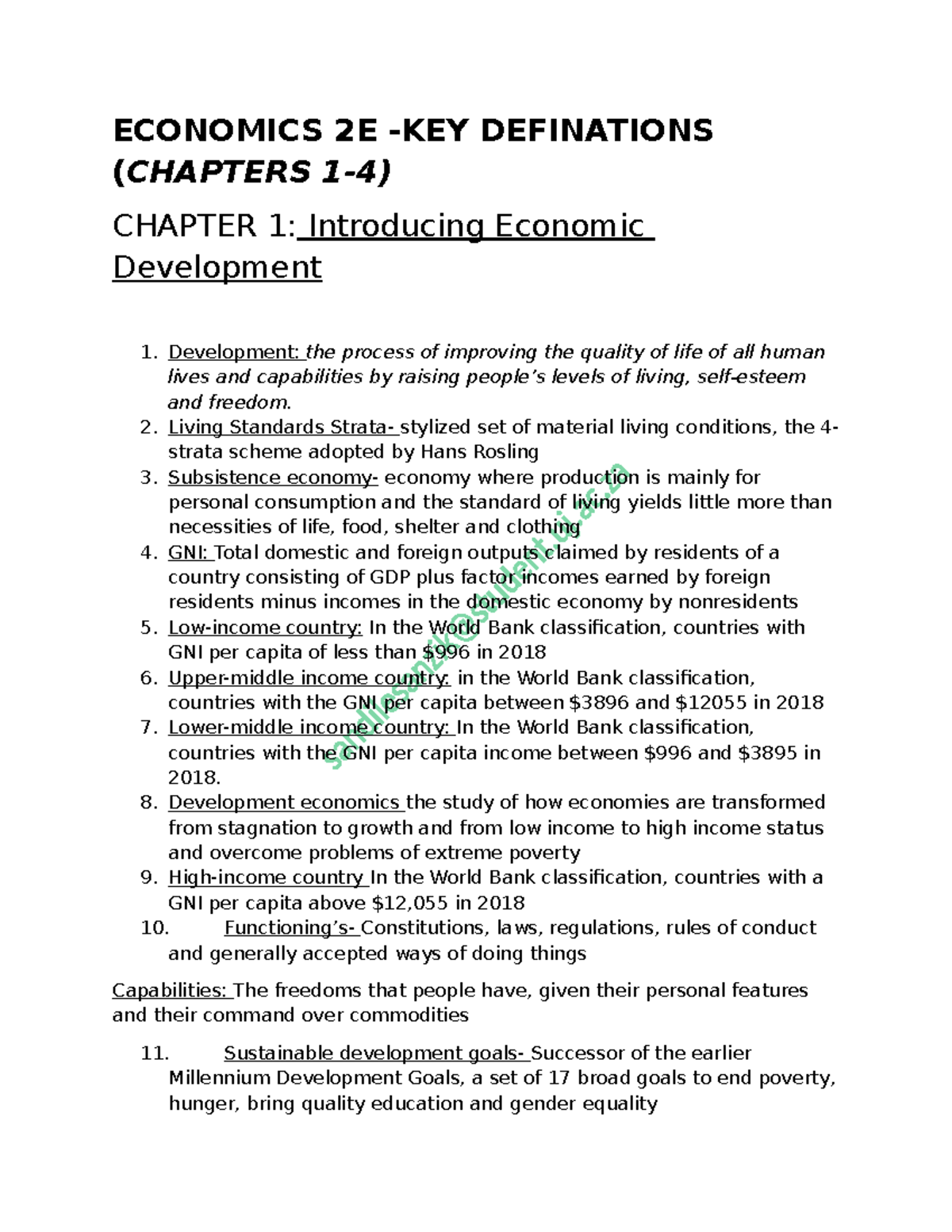 Economics 2E: Key Definitions and Concepts from Chapters 1-4 - Studocu
