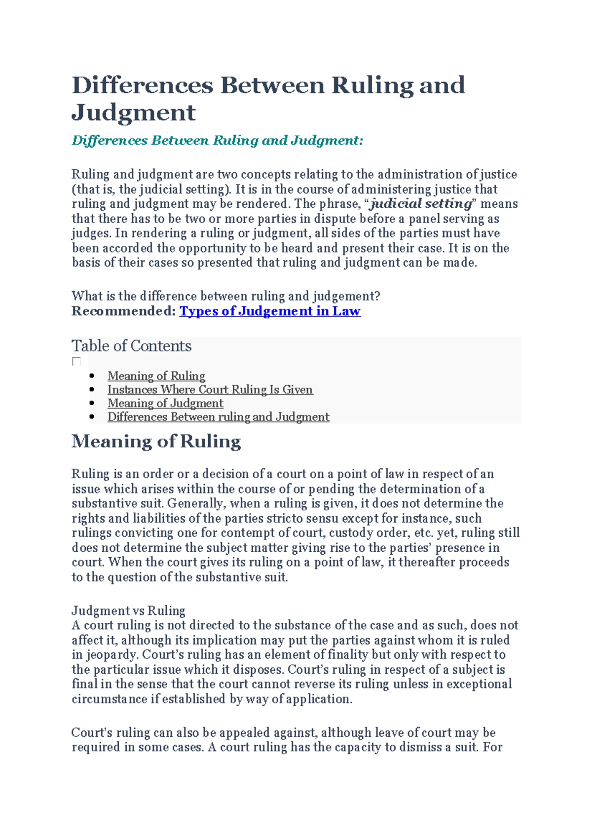 Differences Between Court Ruling and Judgment: A Detailed Overview ...