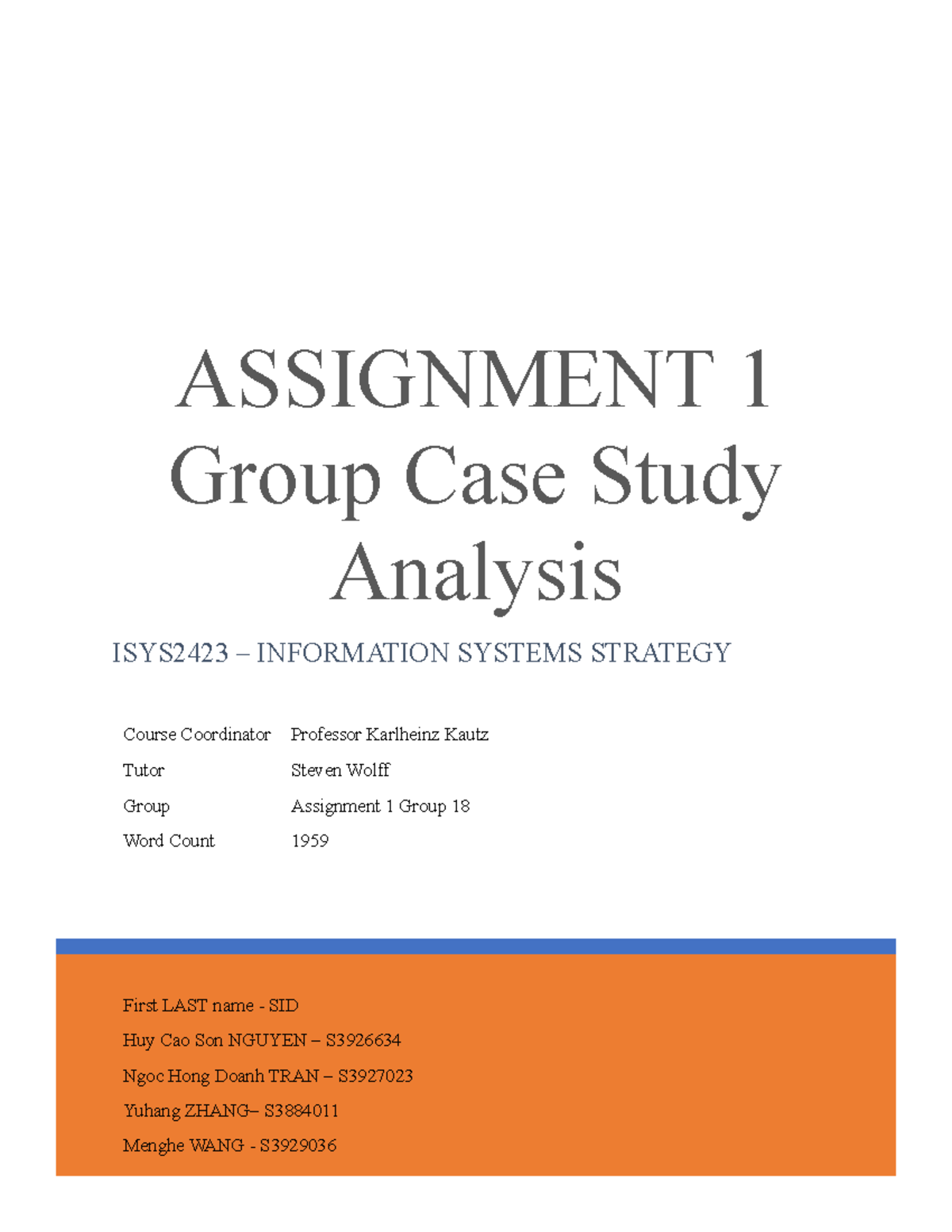 ISYS2423 Assignment 1: Group Case Study on ModMeters IT Strategy - Studocu