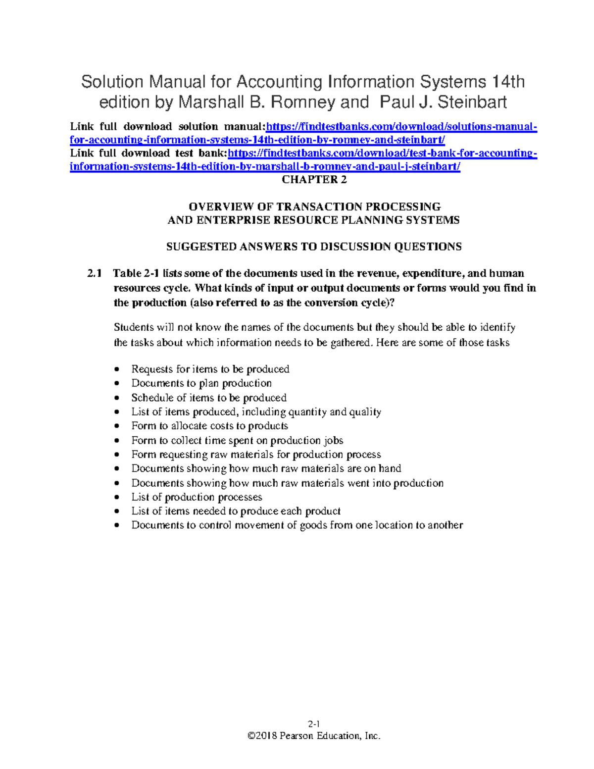 Solution Manual for Accounting Information Systems, 14th Ed. - Studocu