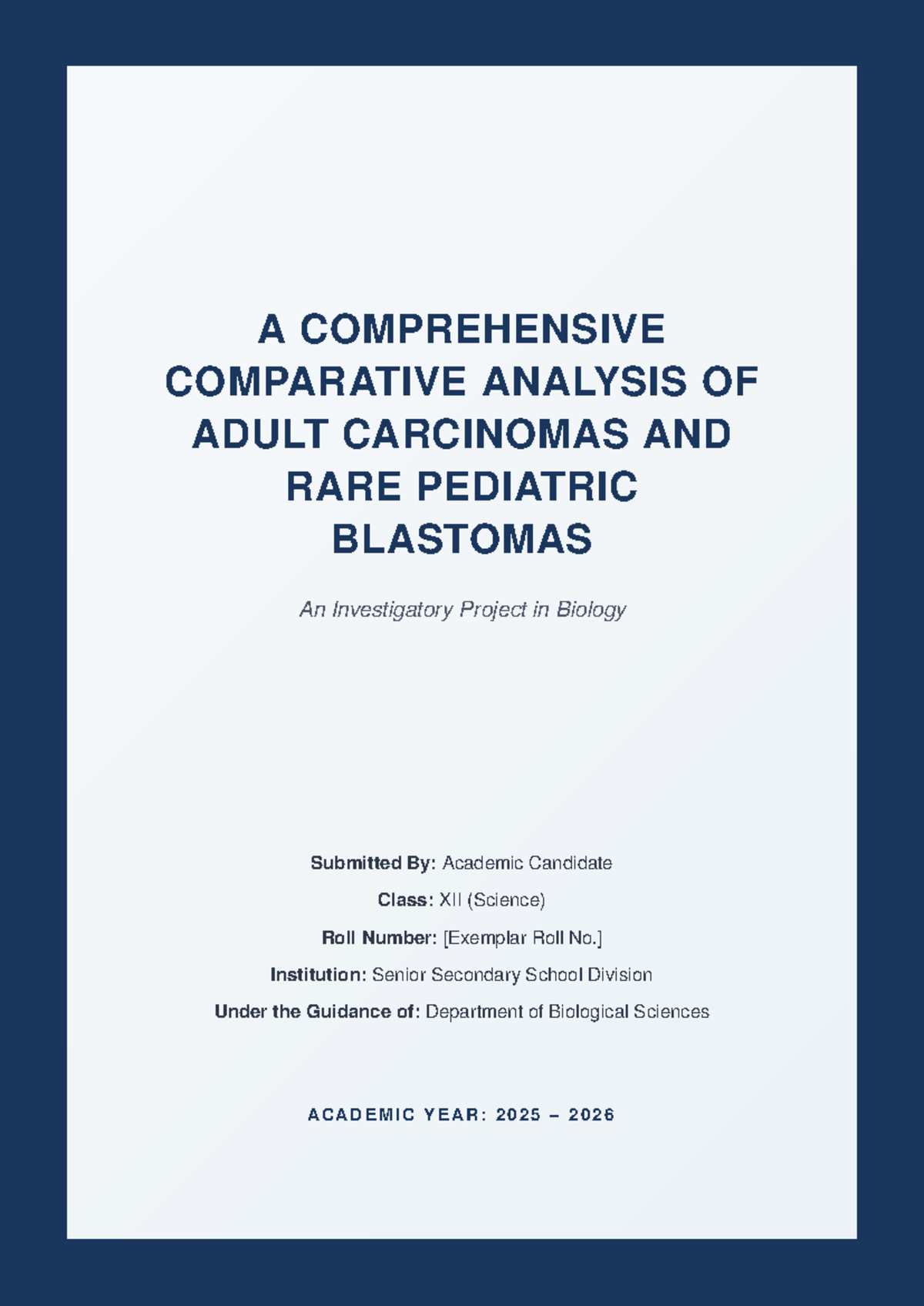 Comparative Analysis of Adult Carcinomas & Pediatric Blastomas - Class ...