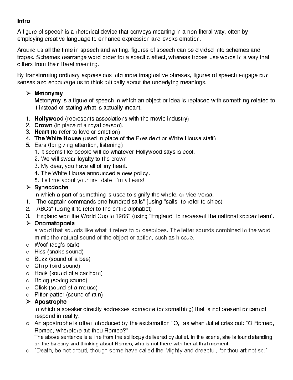 Creative Writing 3 - Figures of Speech and Rhetorical Devices - Studocu