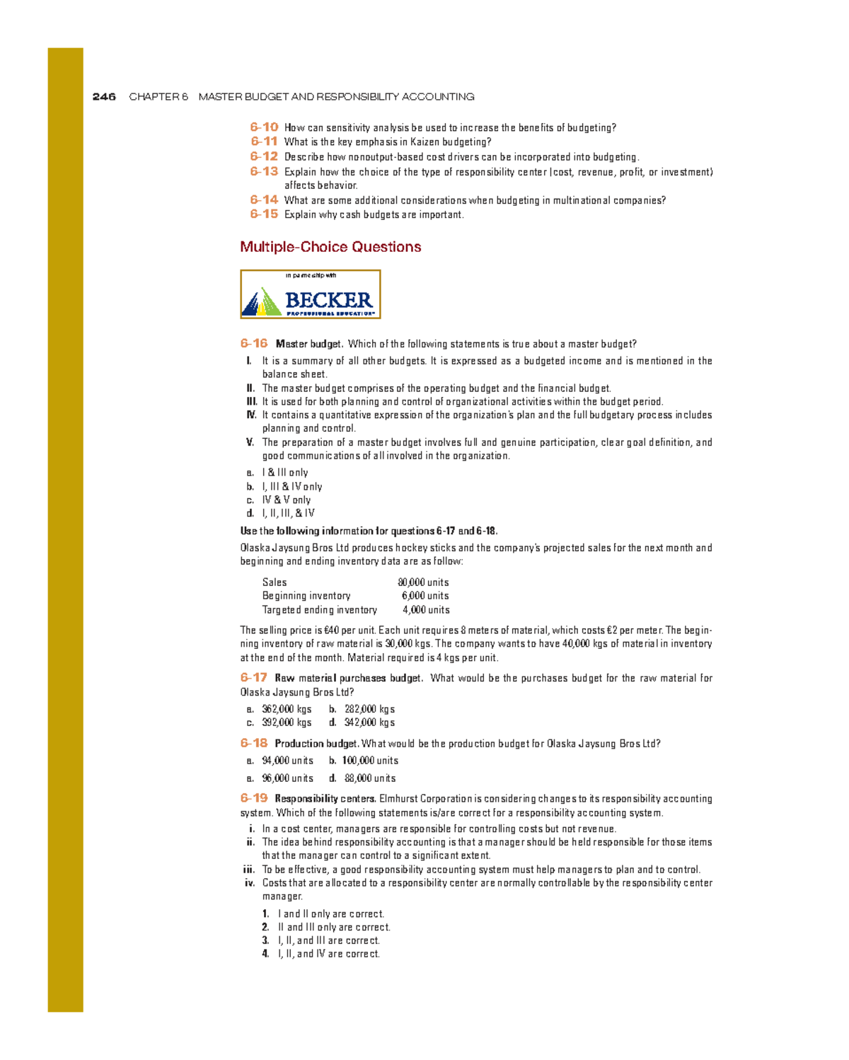 246 CHAPTER: Budgeting & Responsibility Accounting Insights - Studocu