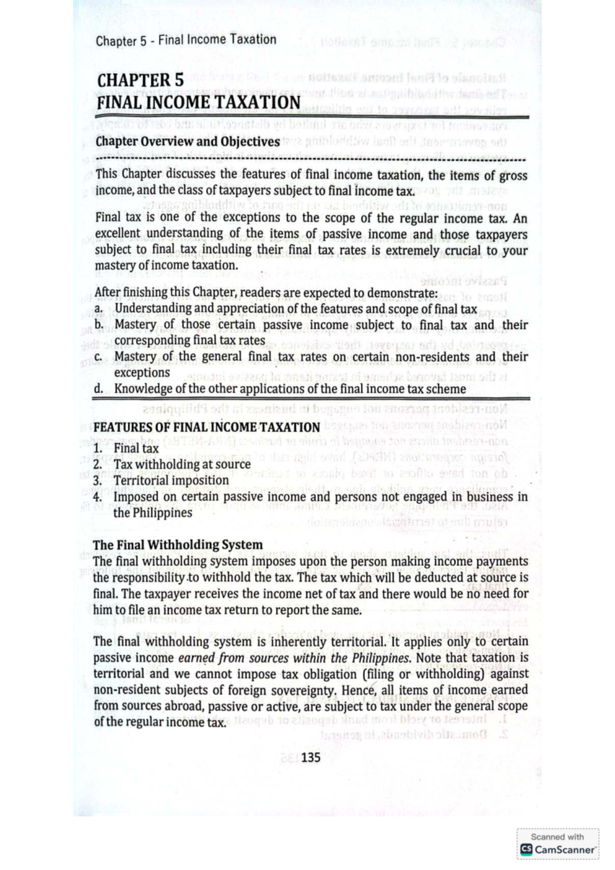 Chapter 5: Final Income Taxation Overview and Key Concepts - Studocu