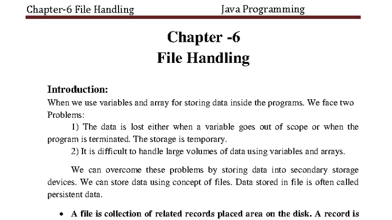 Java Programming (3350703) Chapter on File Handling and Streams - Studocu