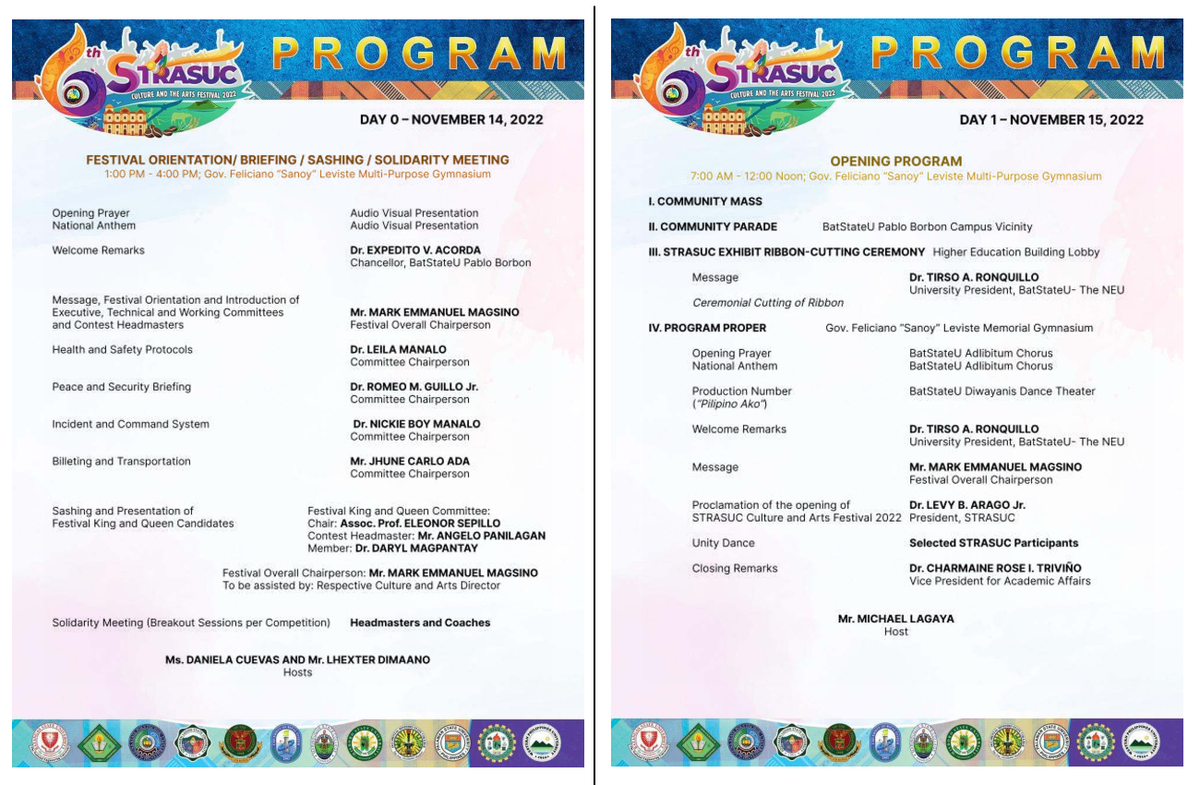 STRASUC Culture and Arts Festival 2022 Program Overview - Studocu