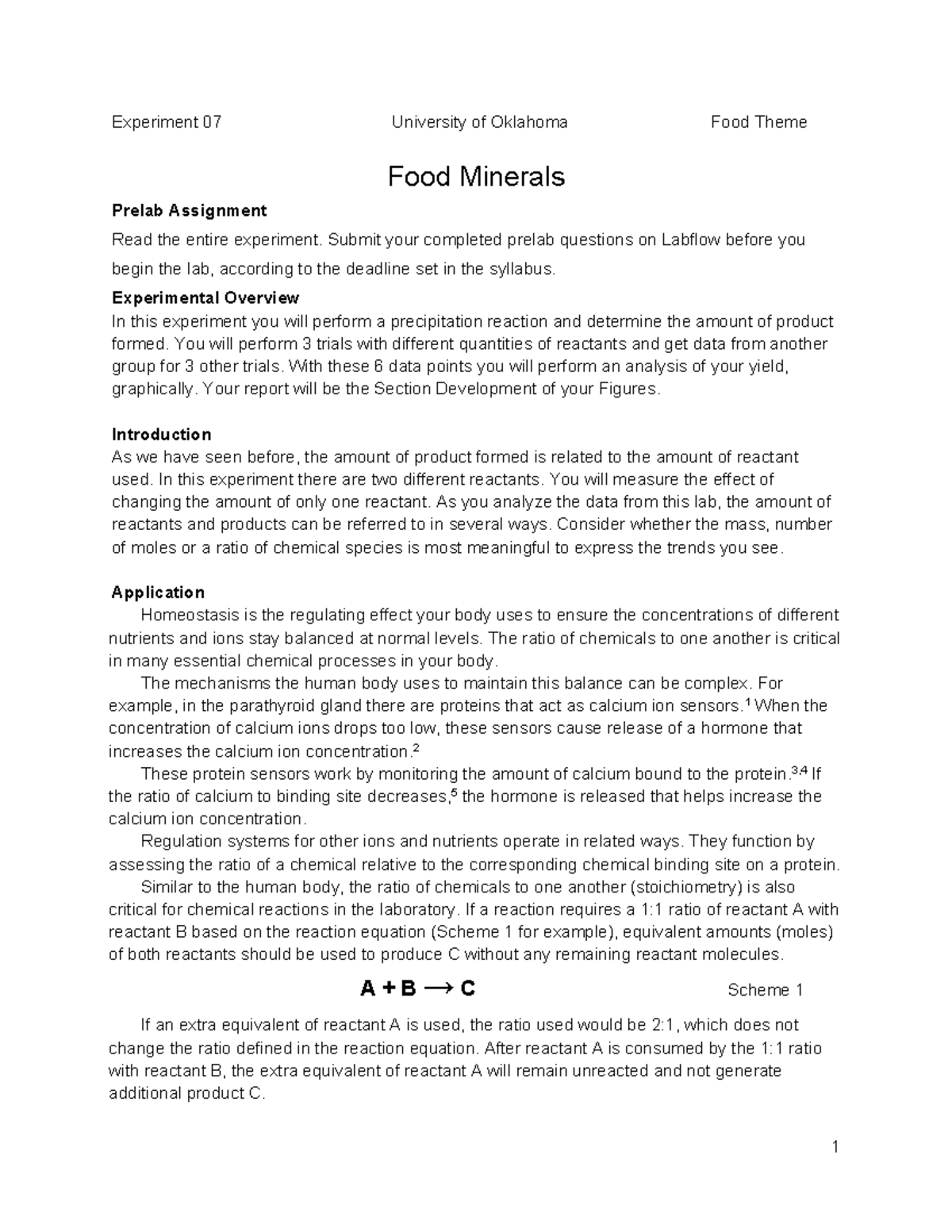 Food Minerals Experiment 07: Analyzing Stoichiometry in Reactions - Studocu