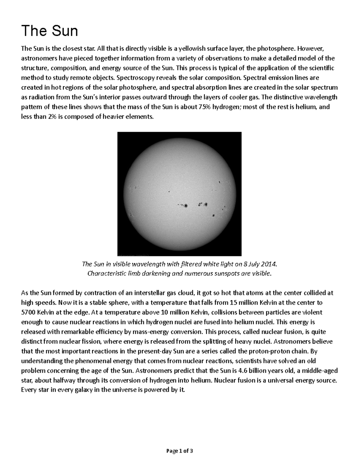 The Sun: Structure, Composition, and Energy Sources Explained - Studocu