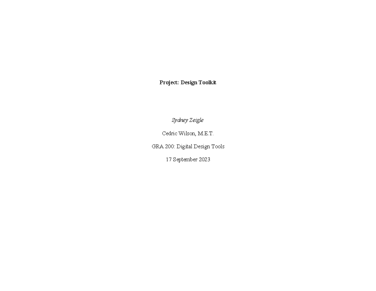 GRA 200 Project Template: A Comprehensive Design Toolkit Analysis - Studocu