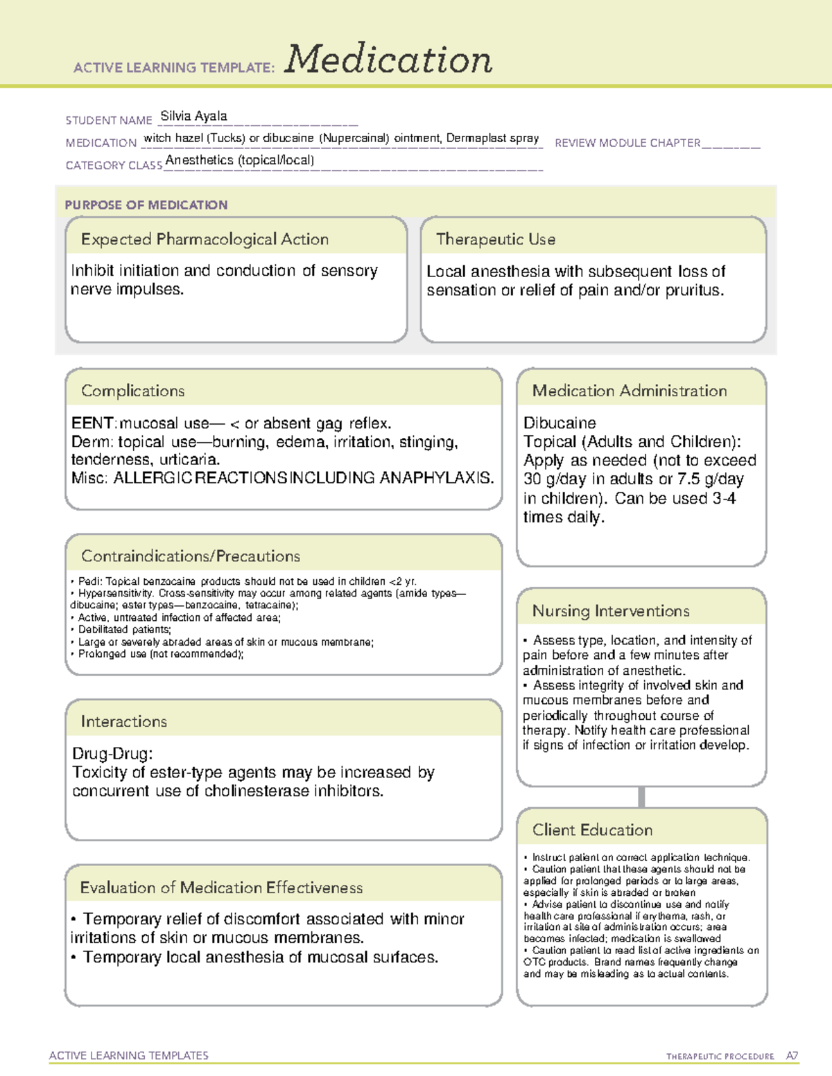 Perineal Care Med Template: Active Learning on Anesthetics ...