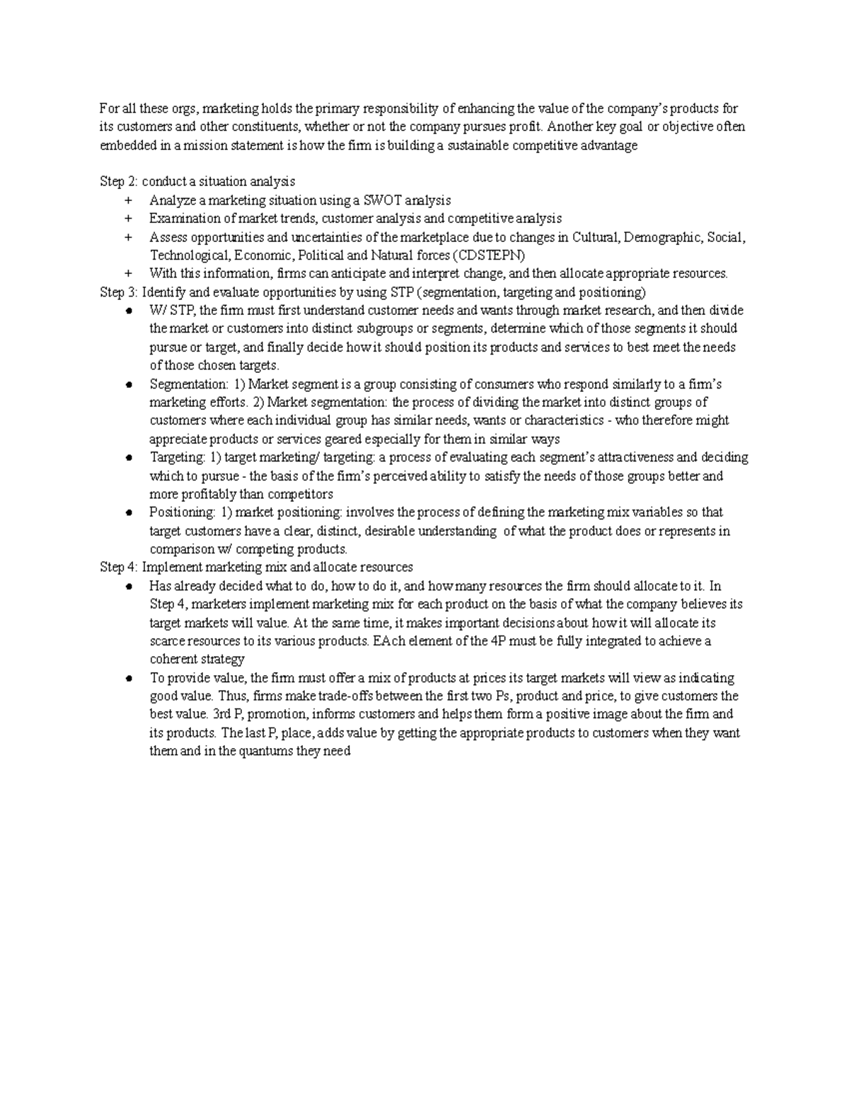 COMM 296 Marketing Strategy: SWOT, STP, and Marketing Mix Notes - Studocu