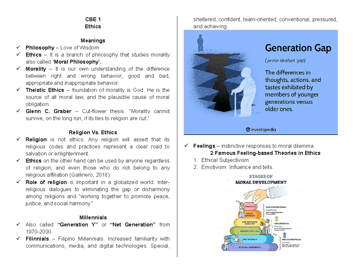CBE 1- Review 7 - CBE 1 Ethics Meanings Philosophy – Love of Wisdom ...