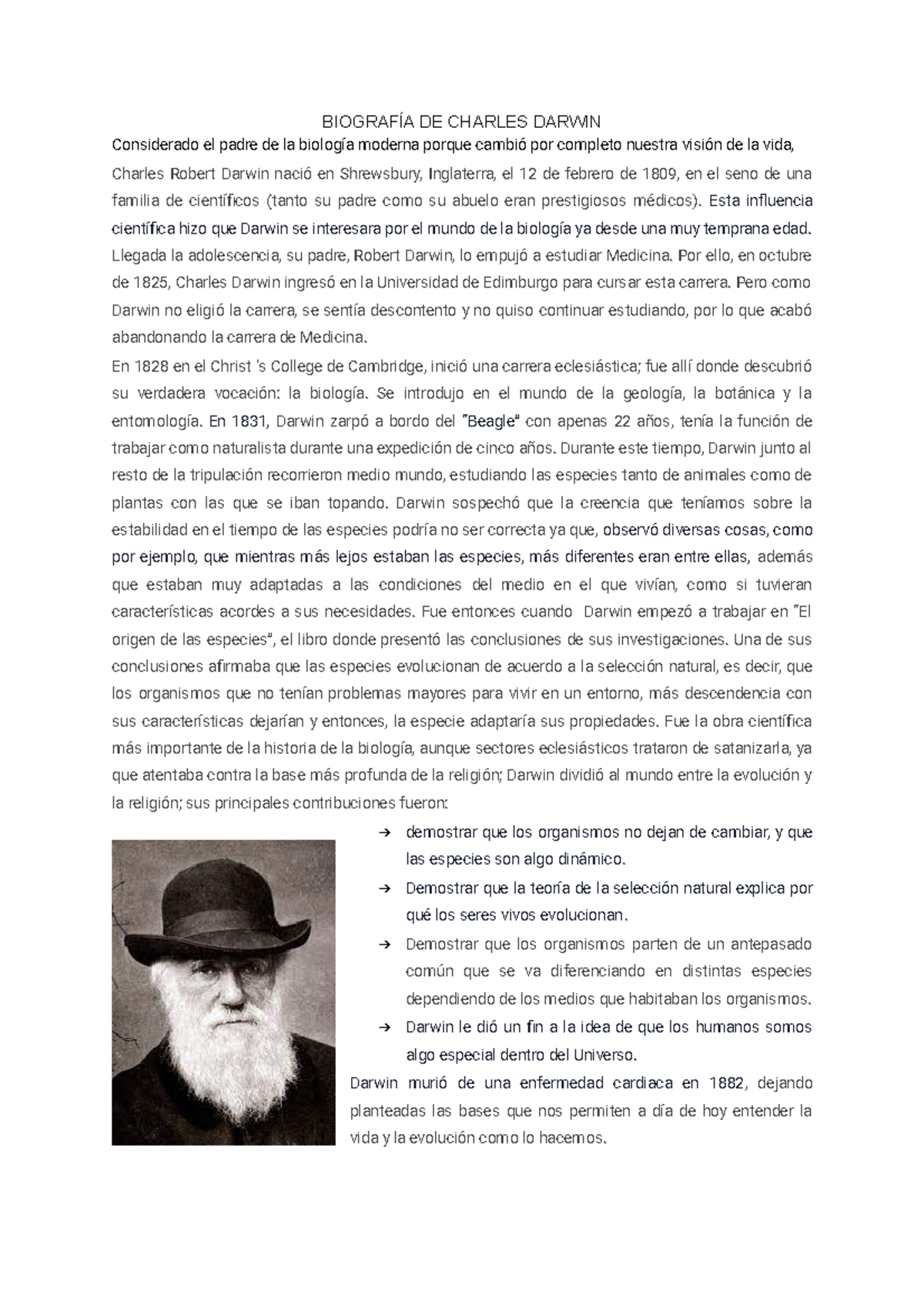 Biografia De Charles Darwin Charles Darwin: Biografía De Este Famoso