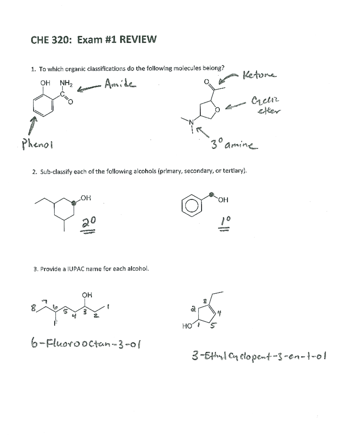 REV E1 key pdf - This is practice work for organic chemistry II with Dr. Cox.vvv - CHE 320: Exam ...