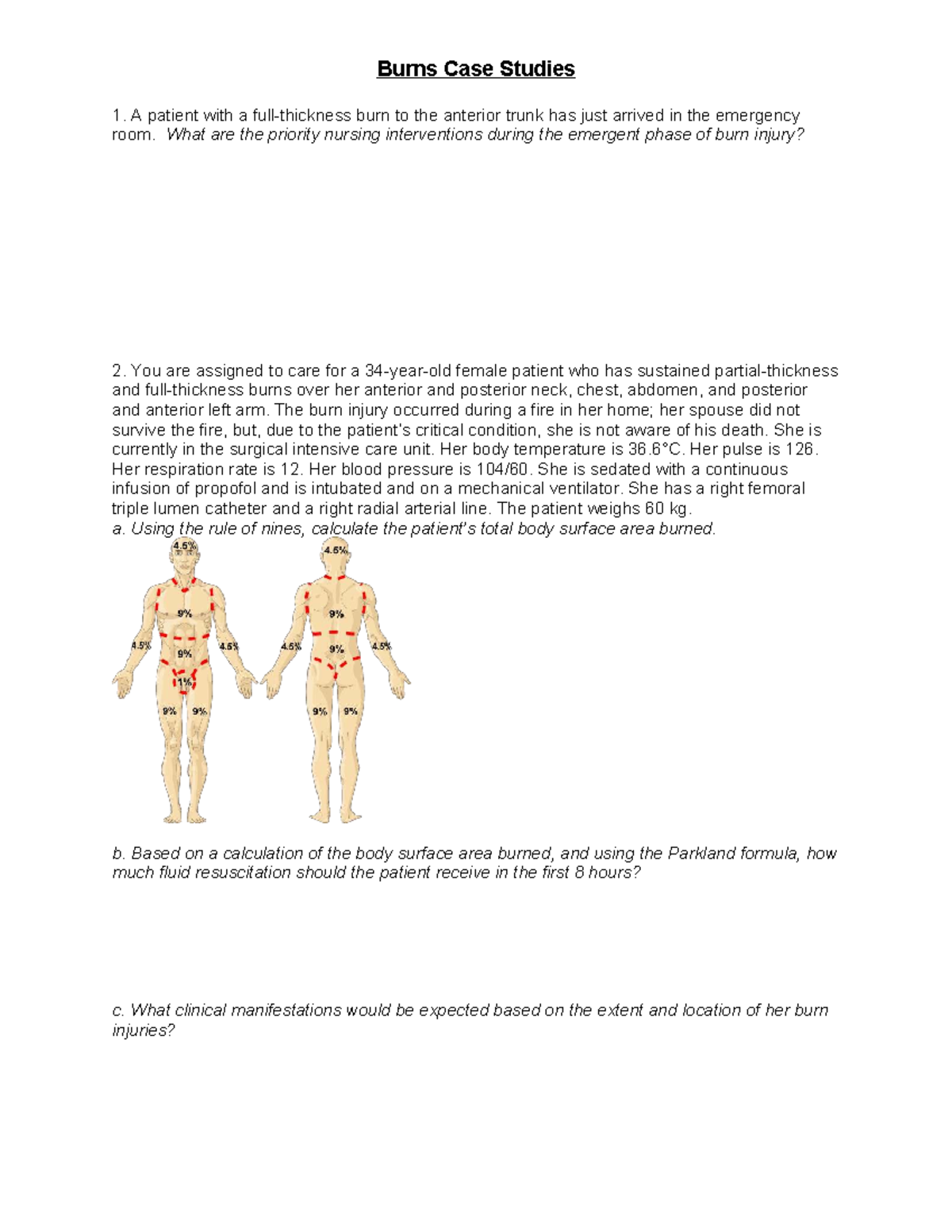 Burns Case Study: Nursing Interventions & Fluid Resuscitation Guide ...