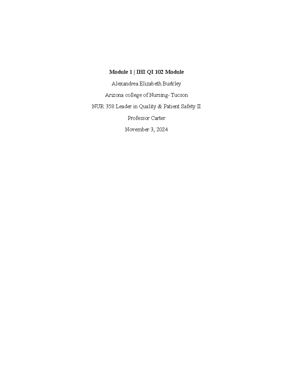 NUR 358 Final Exam: Aim Statement & Measurement in QI Projects - Studocu
