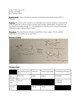 Orgo II Lab 9 - Experiment #9: Hypochlorite Oxidation of Methyl Ketones by the Haloform Reaction ...