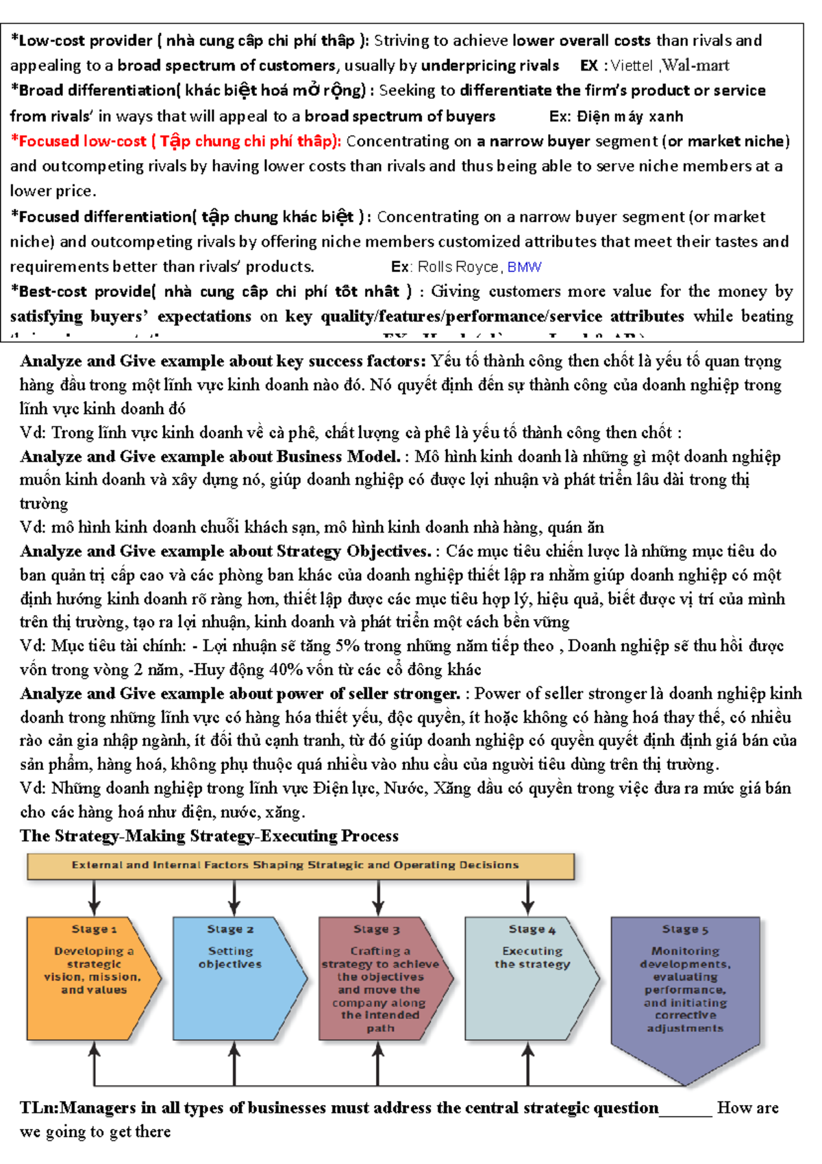 Trắc nghiệm cuối kỳ - dtu - Analyze and Give example about key success ...