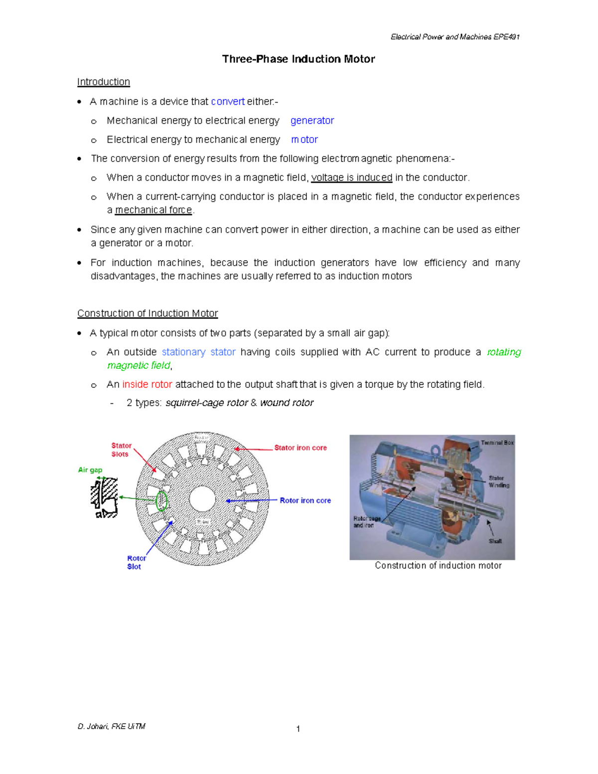 EPE491 Final Exam Study Notes: Three-Phase Induction Motors - Studocu