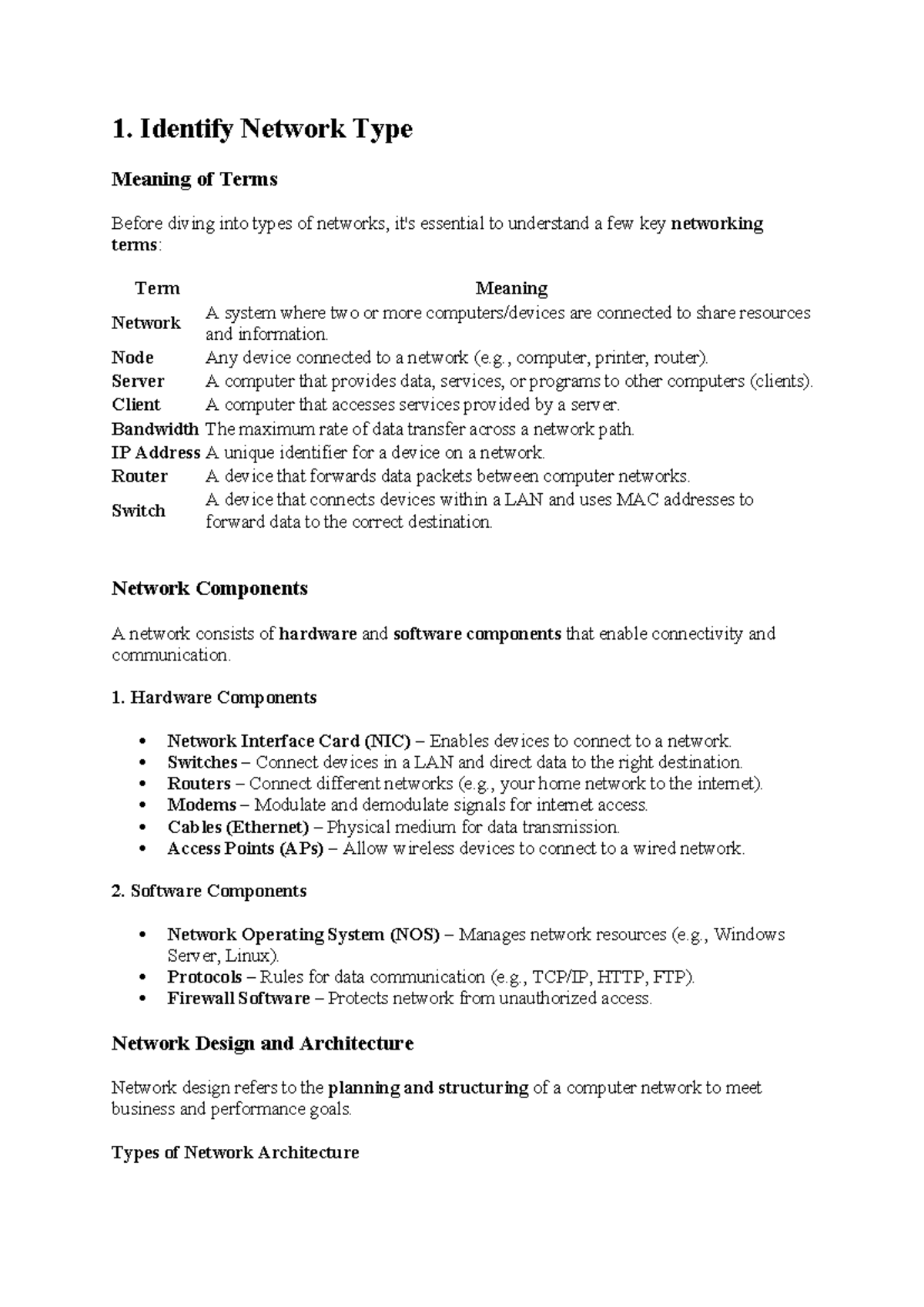Networking Notes LV5: Understanding Network Types, Components, and ...