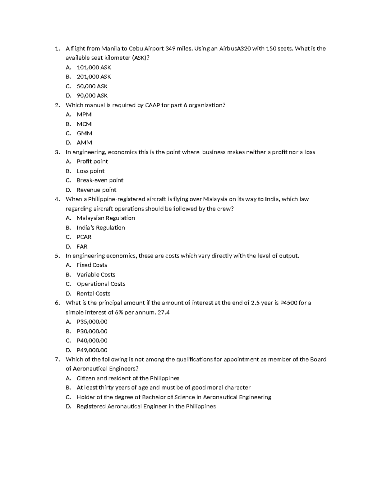 Tanuyan Airlaws and Economics 50: Questions and Answers Guide - Studocu