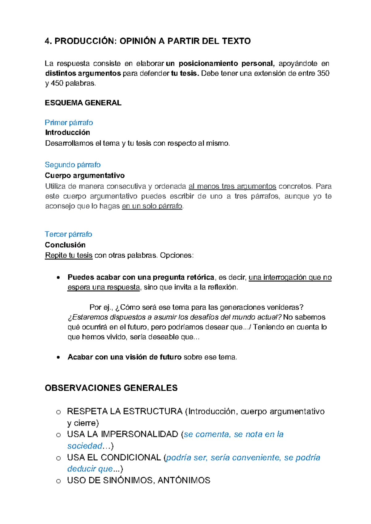 Opinion 4 EBAU Pautas - Apuntes de lengua para posicionamiento critico ...