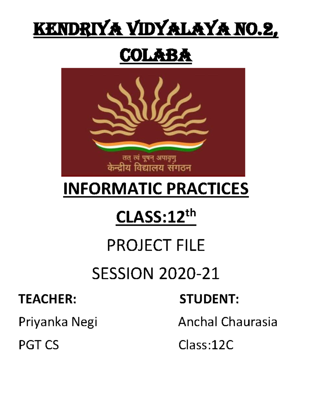 IP project Covid-19 impact - Kendriya Vidyalaya no, Colaba INFORMATIC ...