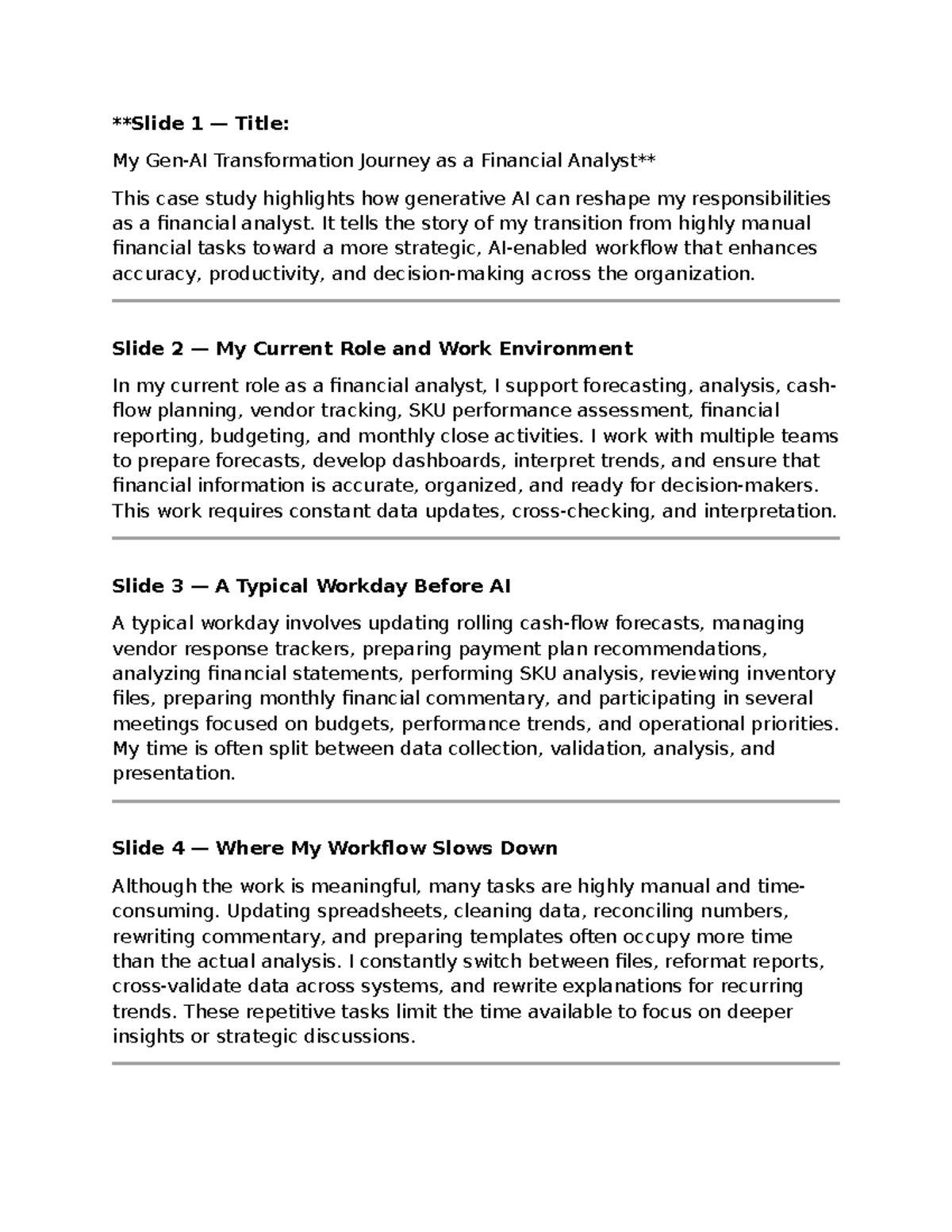Case Study: Transforming Financial Analysis with AI (Case 6) - Studocu