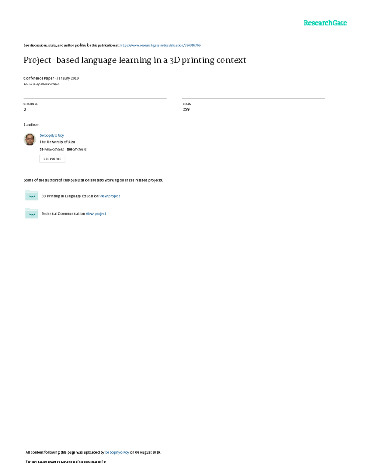 GWA 2 TEXT 1 Project-based language learning in a 3d printing context ...