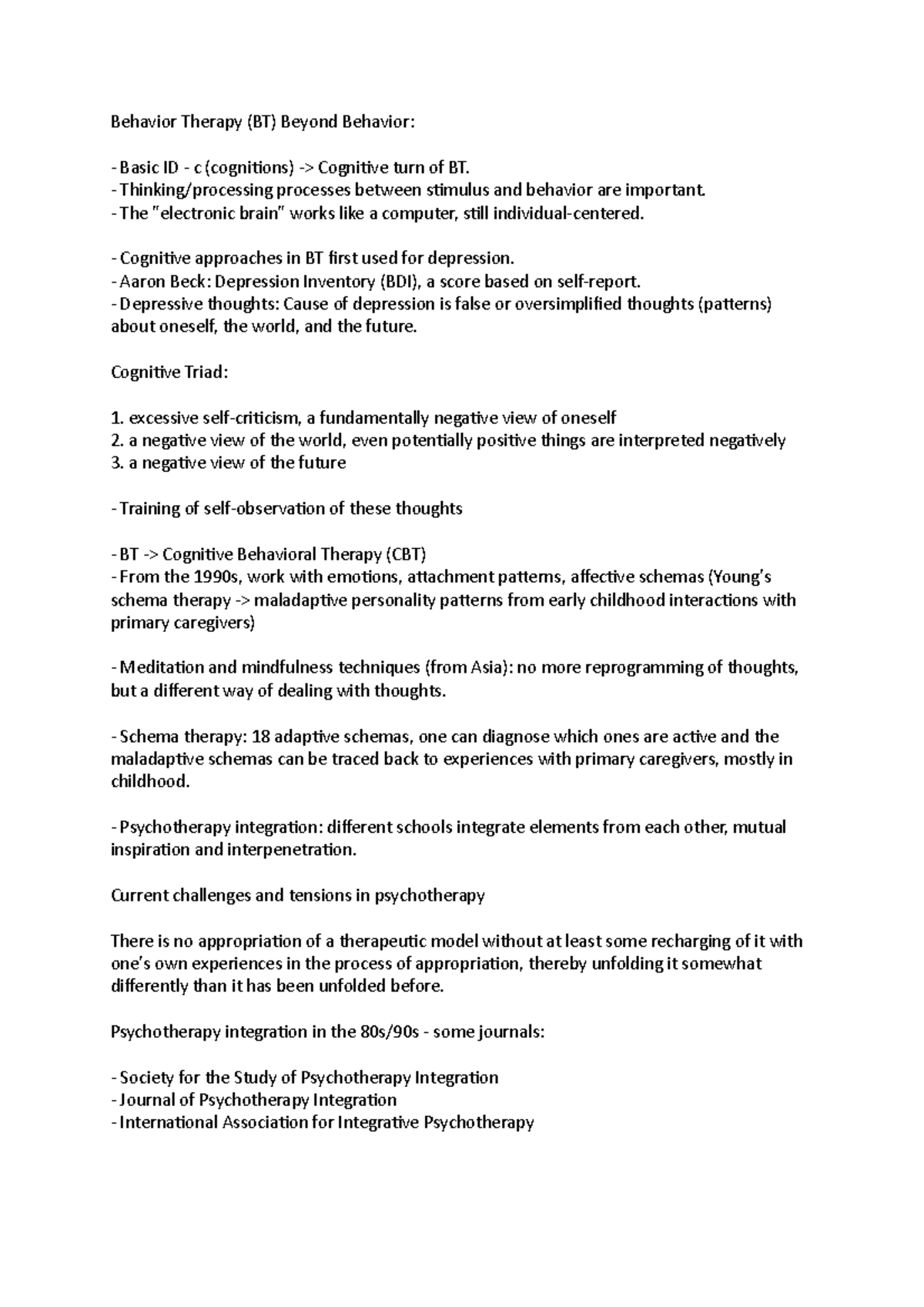 Behavior Therapy - Abnormal Psychology - Behavior Therapy (BT) Beyond ...