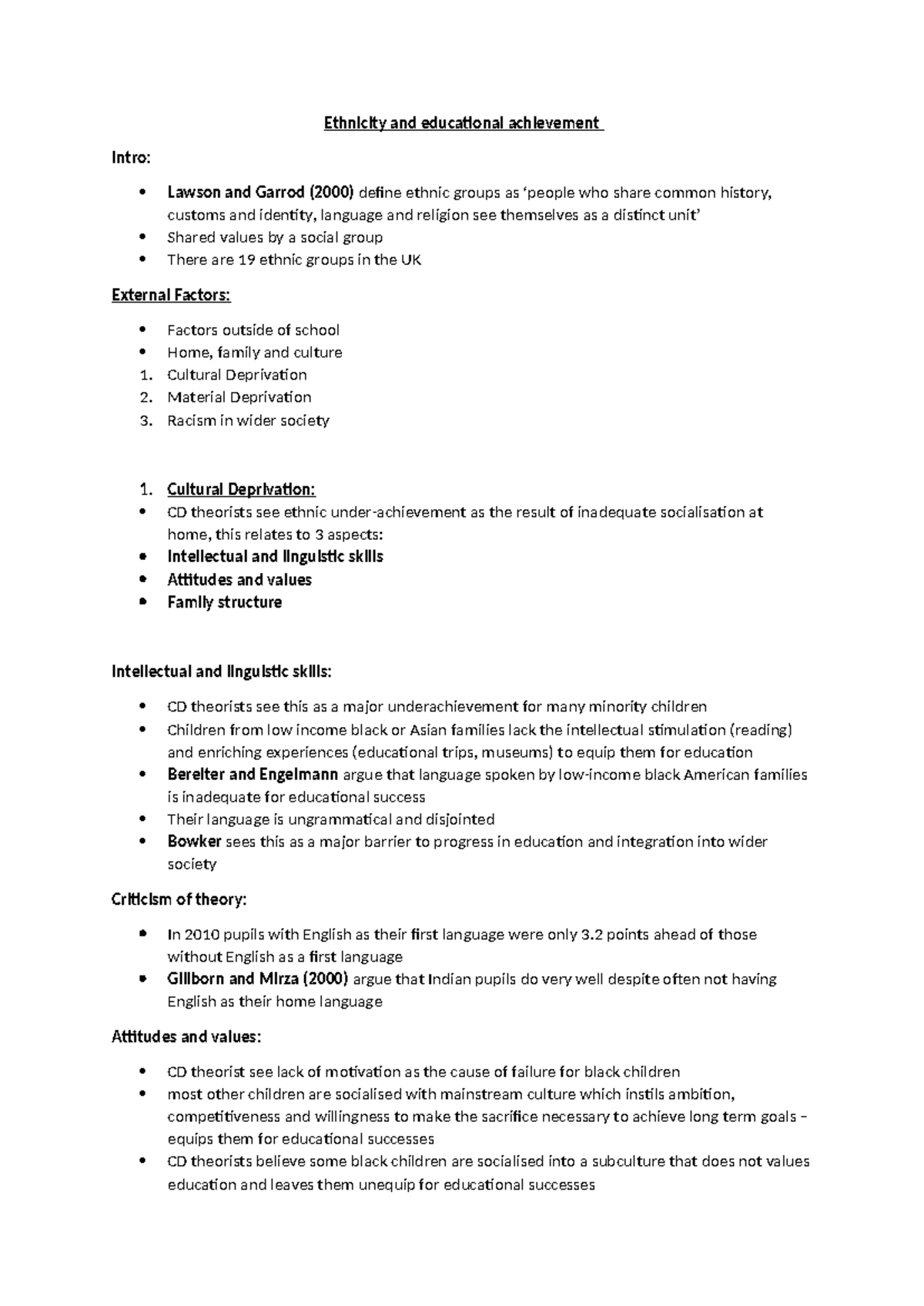 Ethnicity and Educational Achievement: Key Factors and Insights - Studocu