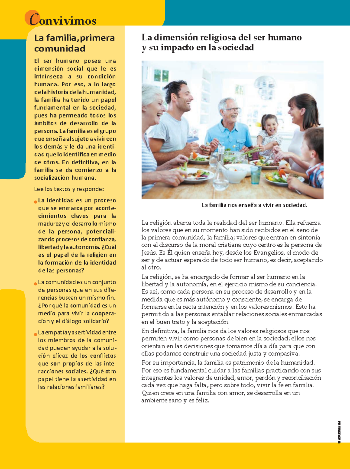 La dimensión religiosa del ser humano en la familia y sociedad - Studocu