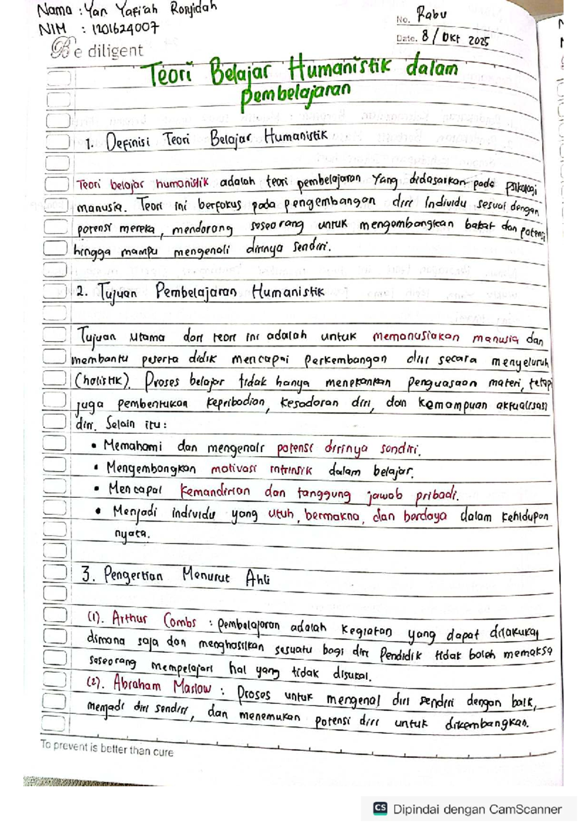 Rangkuman Teori Belajar Humanistik (TBP 2025) - Studocu