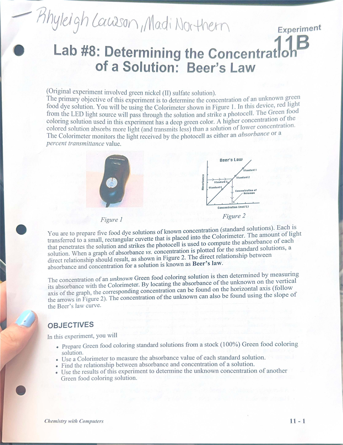 Chemistry Lab 8: Determining Unknown Concentration of Green Dye - Studocu