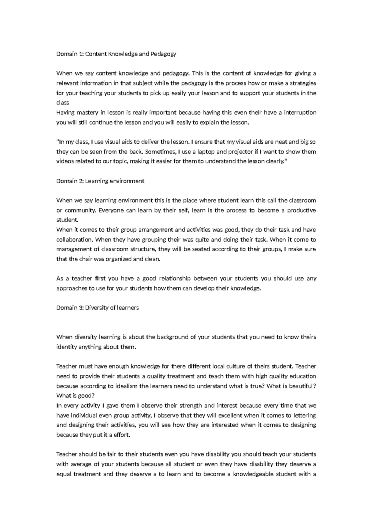 Portfolio for PPST: Content Knowledge & Teaching Strategies - Studocu