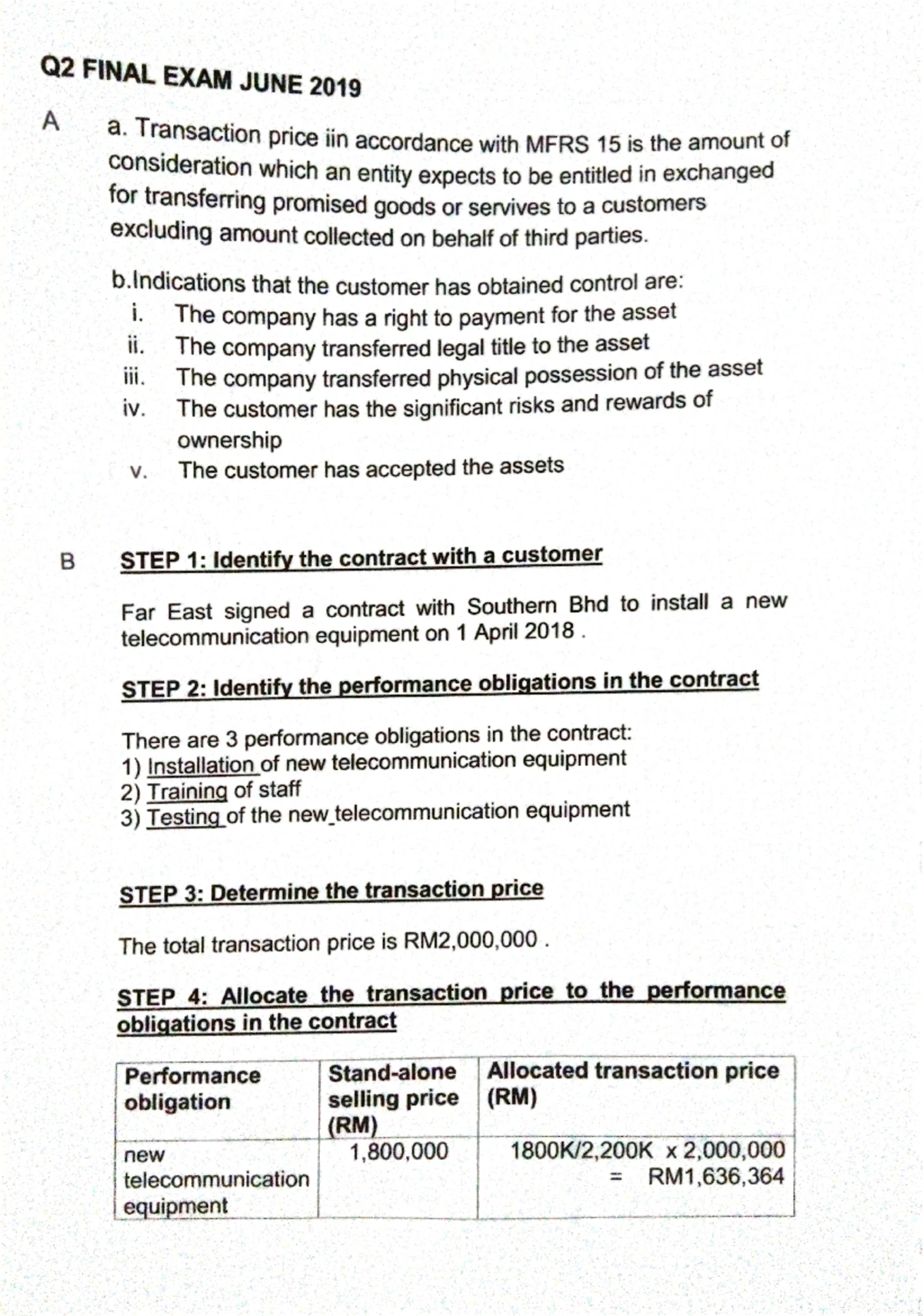 5. Lecture Notes MFRS15 - Overview MFRS 15 specifies how and when an ...