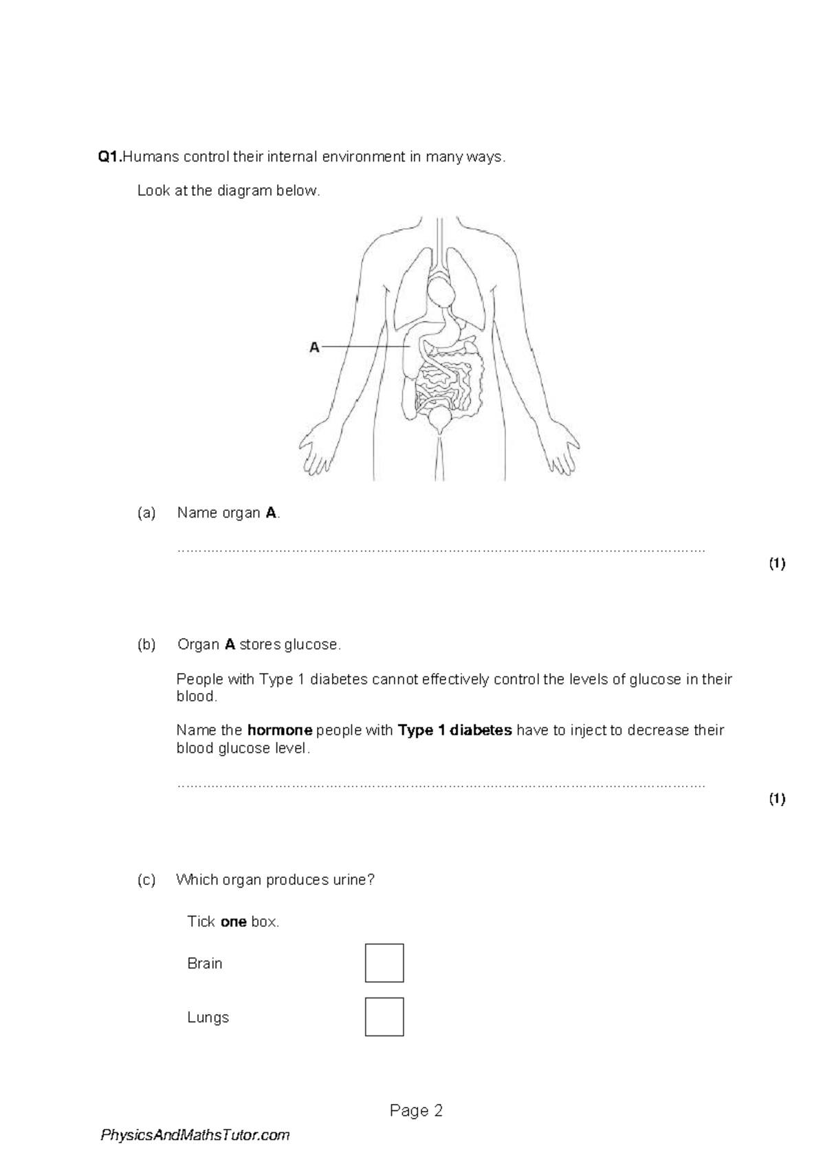 5.1 Homeostasis 1 QP - Questions and Answers on Human Body Functions ...