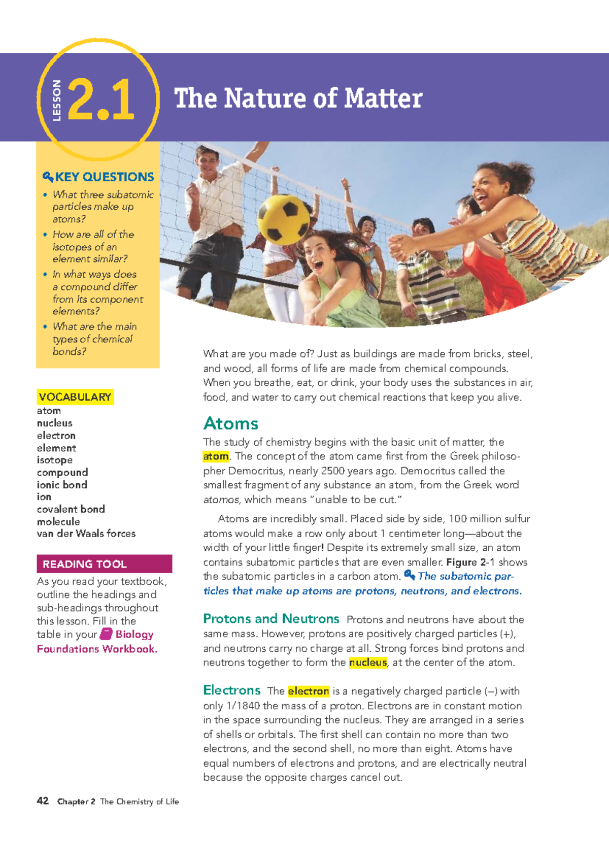 Biology 7-8: Lesson 2.1 - The Nature of Matter Overview and Key ...