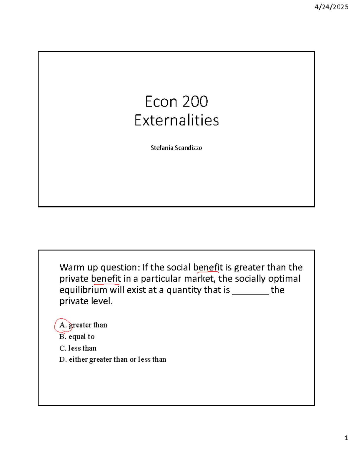 Econ 200 Lecture Notes on Externalities - Spring 2025 - Econ 200 ...