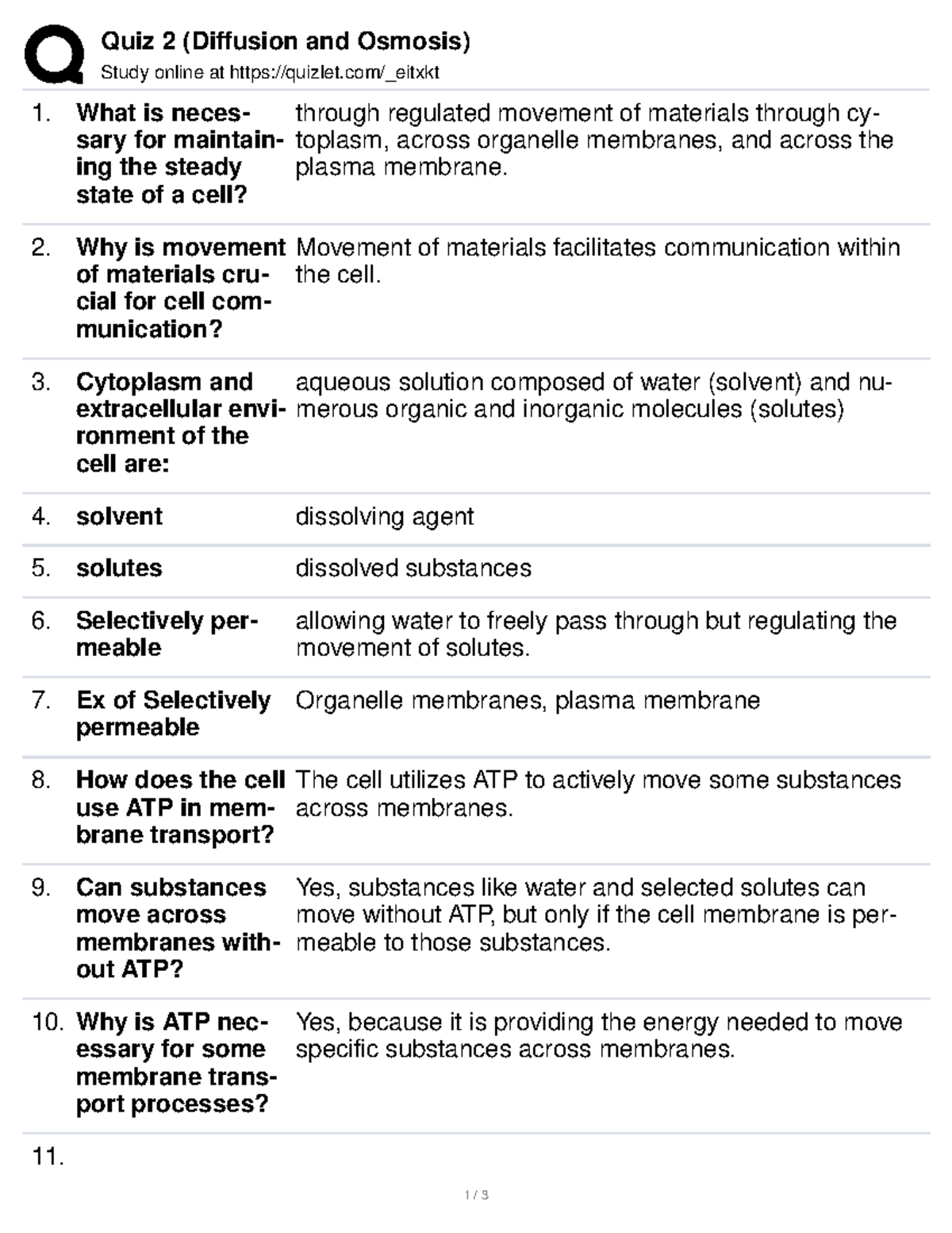 Lab Quiz 2 (BIOL101): Study Guide for Diffusion & Osmosis Concepts ...