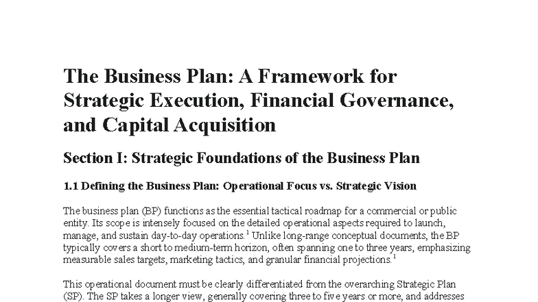 Business Plan Framework: Strategic Execution & Financial Governance ...
