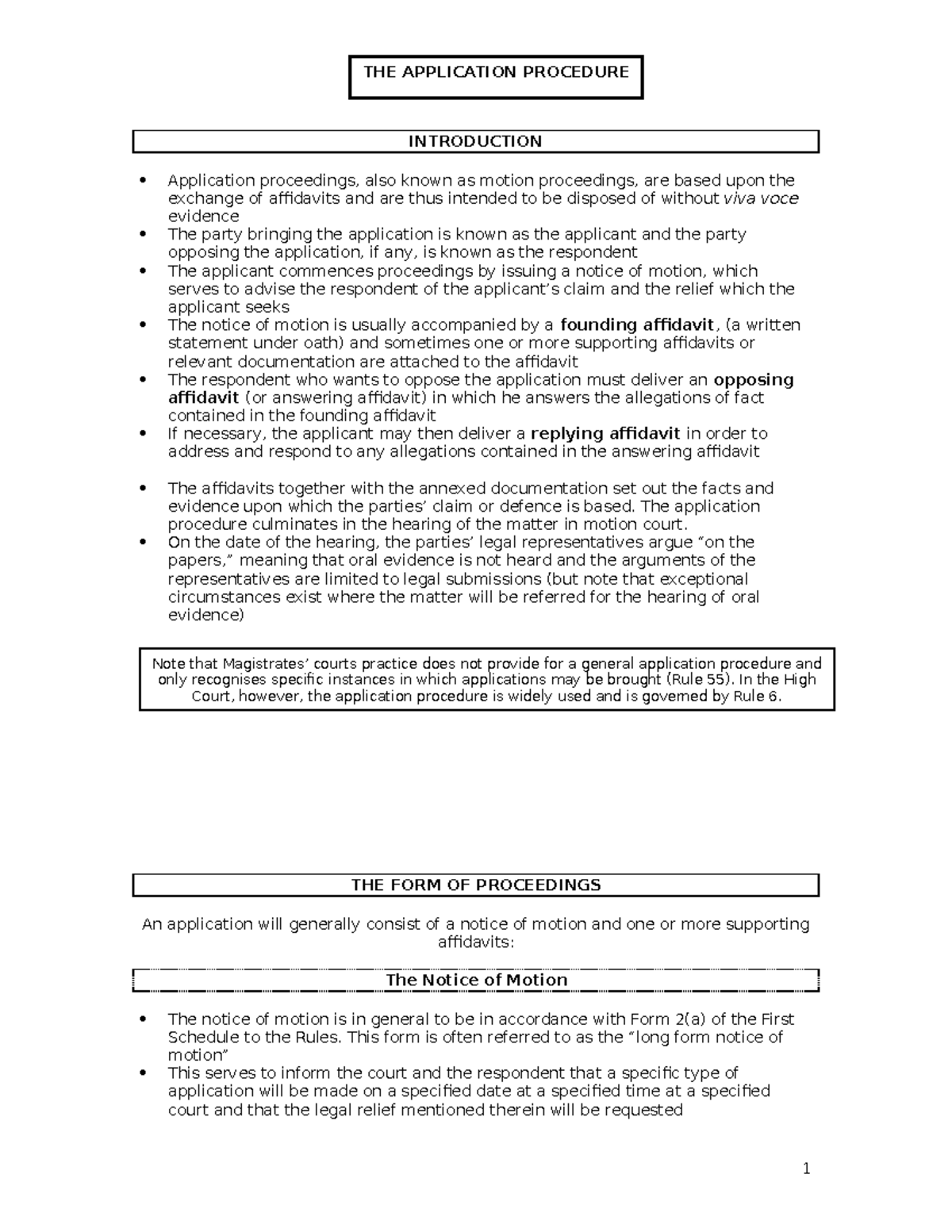 1. Application Procedure - INTRODUCTION Application proceedings, also ...
