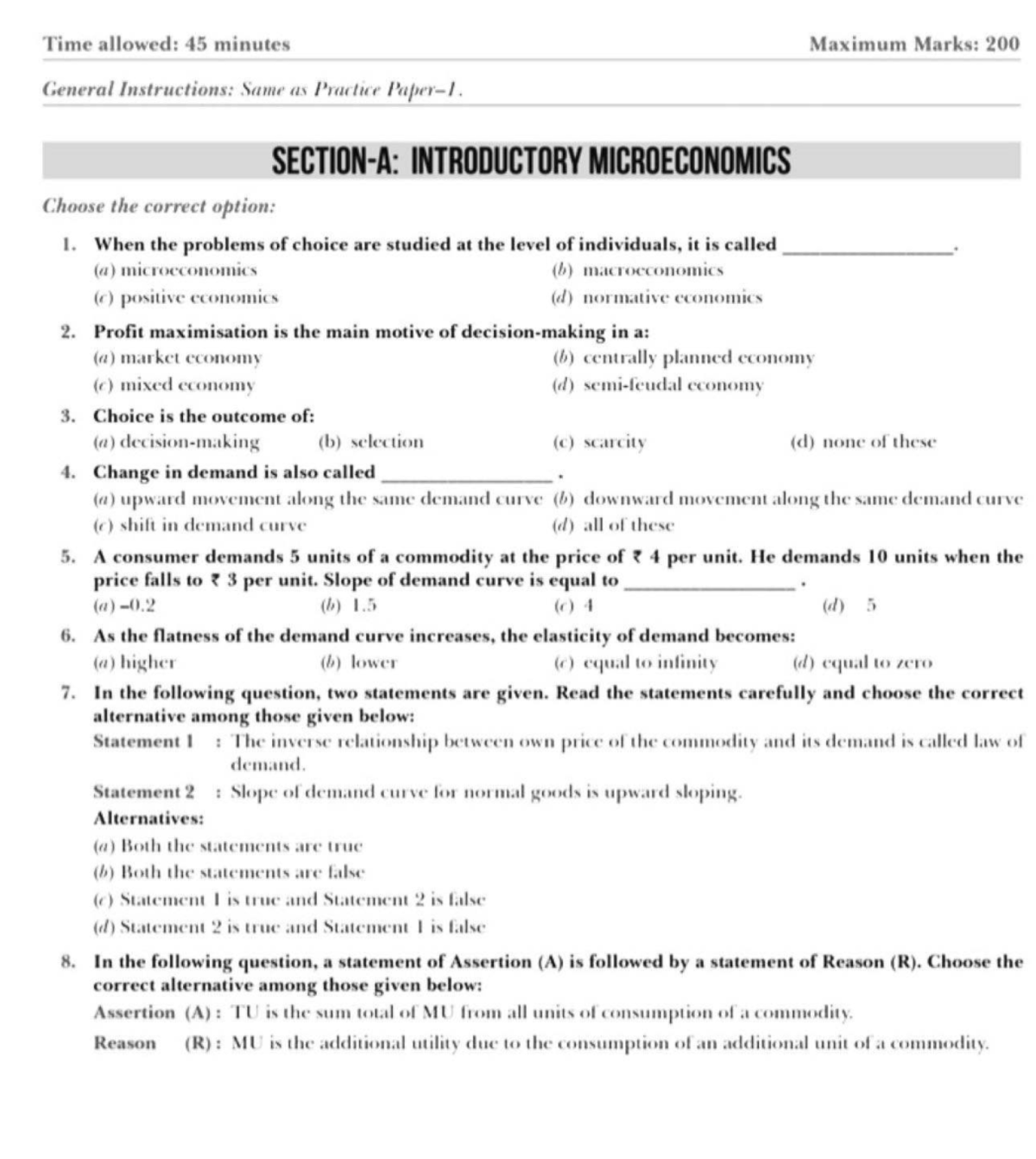 CUET PP7 ECO: Introductory Micro & Macro Economics Practice Questions ...