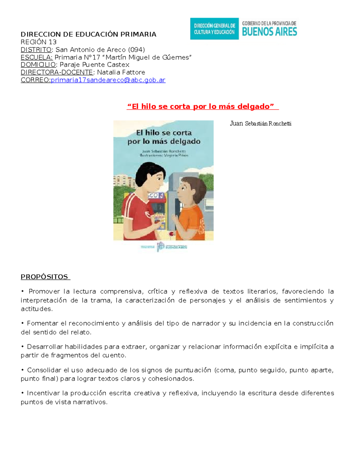 Secuencia Didáctica 6°A: Análisis de "El hilo se corta por lo más ...